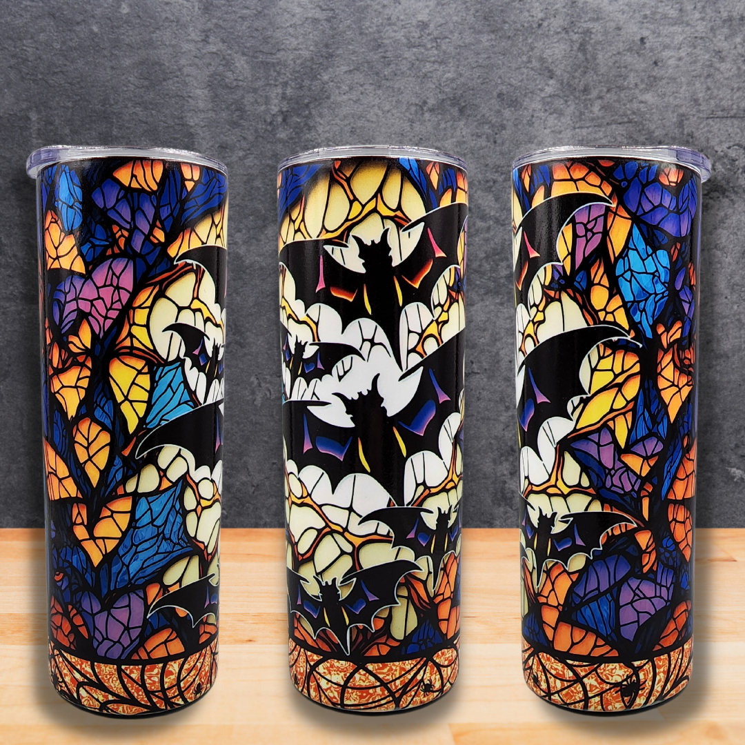 Bats stained glass tumbler | Purple Sirens